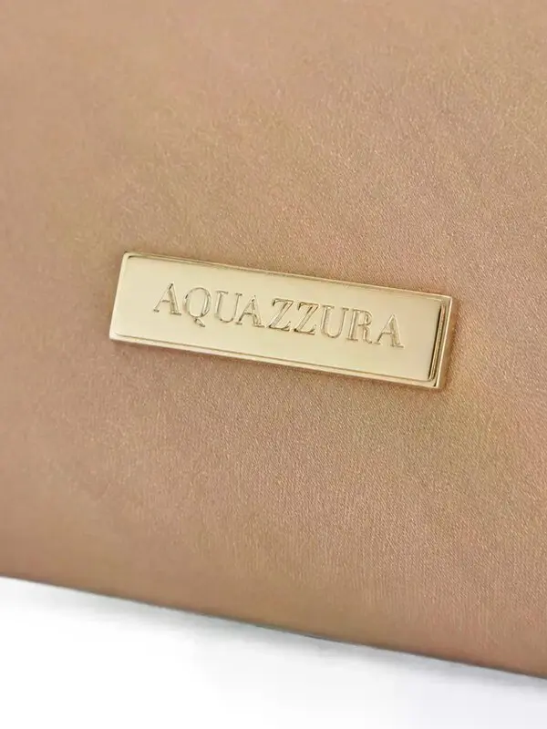 AQUAZZURA Bow Detail Satin Clutch Bag - Neutrals