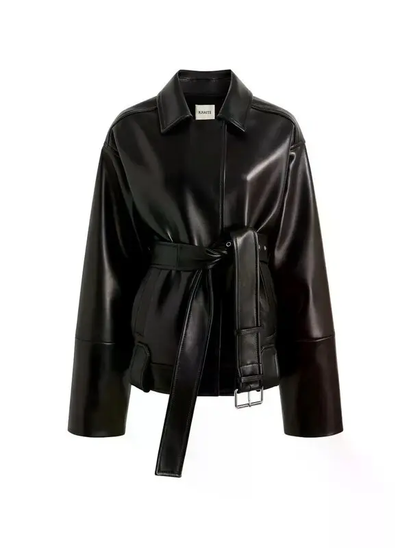 Khaite Belted Oversized Leather Jacket