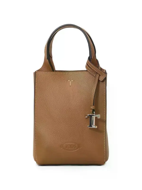 TOD'S T Timeless Charm Leather Tote Bag - Brown