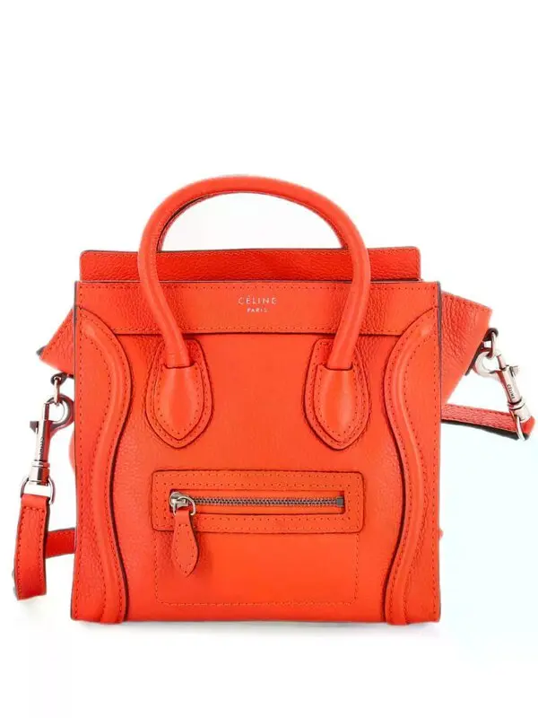 Celine Luggage Bag Grainy Leather Nano Crossbody Bag - Red