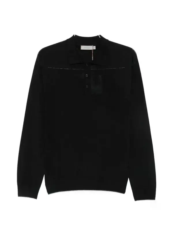 Canali Long-sleeve Polo Shirt - Black
