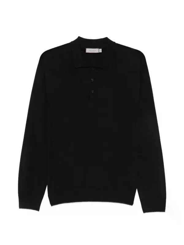 Canali Long-sleeve Polo Shirt - Black