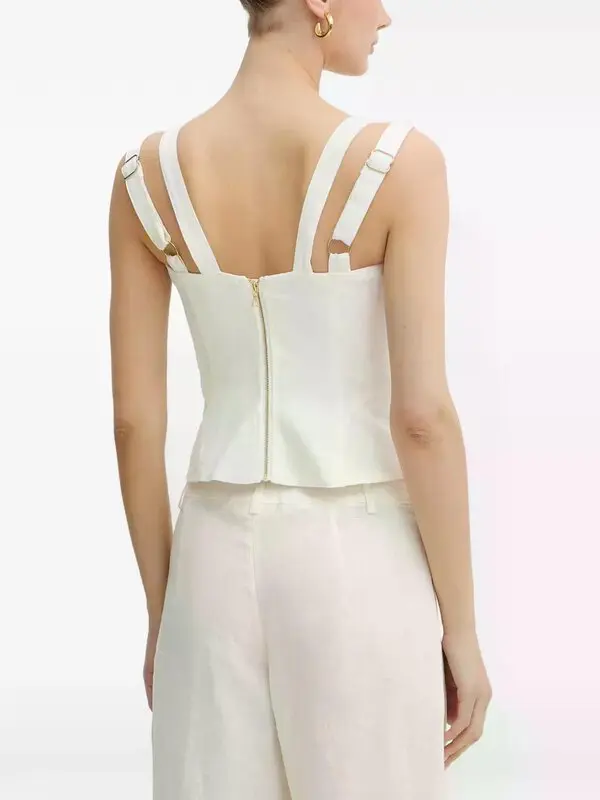 Bardot Serafina Corset-style Buckled-strap Top - White
