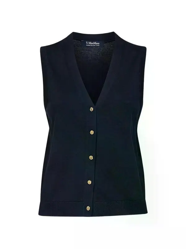 Max Mara Jewel-button V-neck Sweater - Blue
