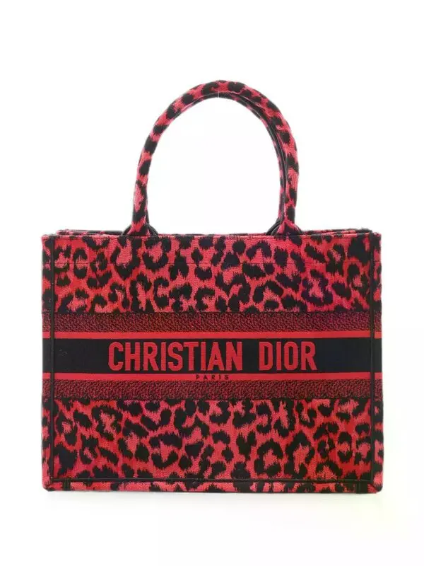 Dior 2010s Medium Book Leopard-print Tote Bag - Red