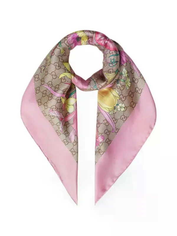 Gucci Flora-print Gg Scarf