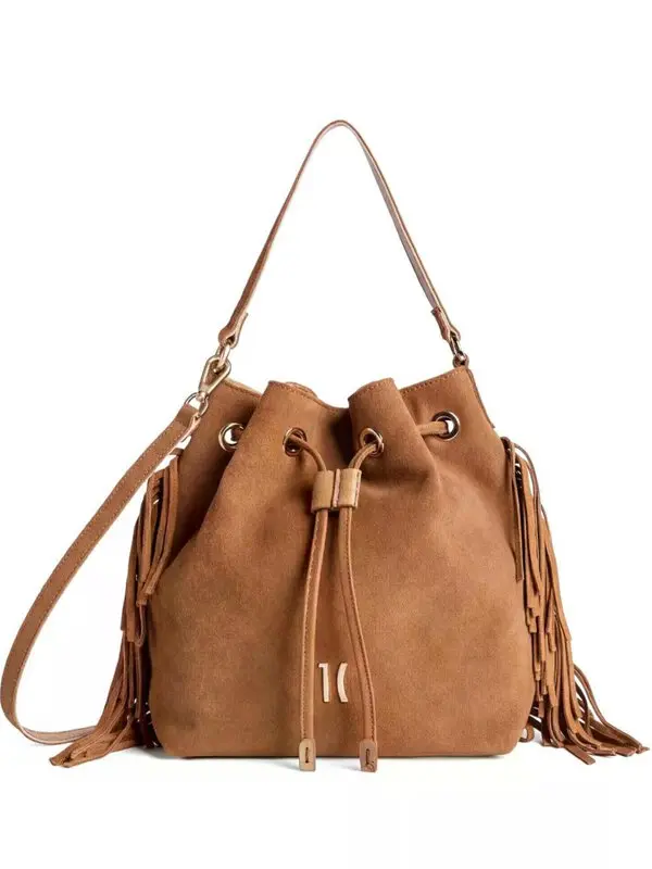 ALVIERO MARTINI 1° CLASSE Suede Fringe Detail Shoulder Bag - Brown