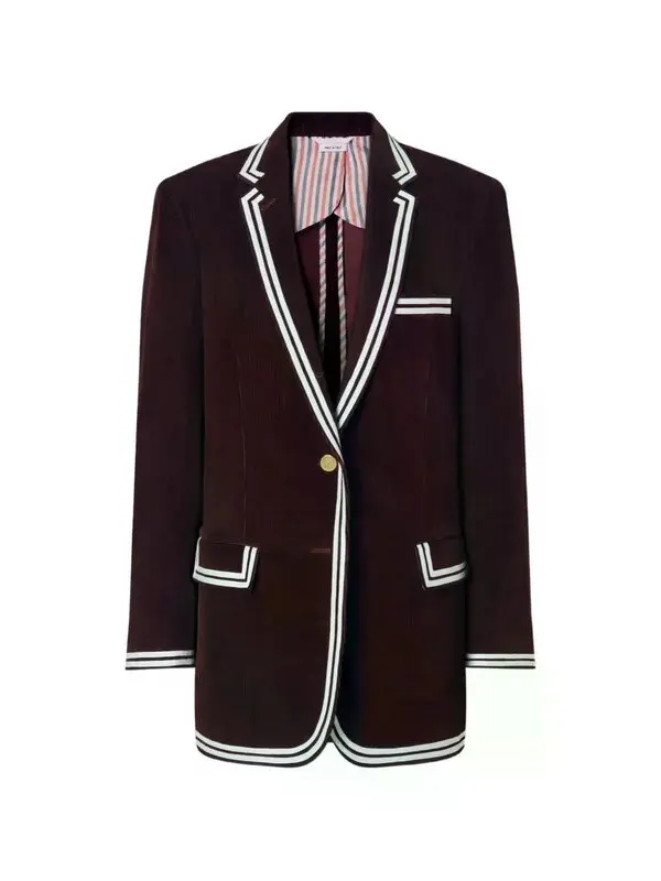 Thom Browne Corduroy Coat With Stripe Trim