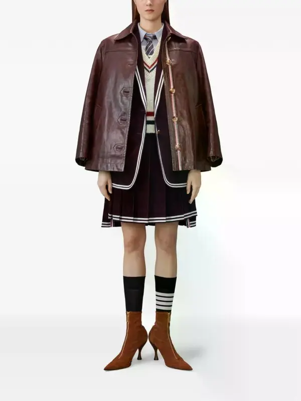 Thom Browne Corduroy Coat With Stripe Trim