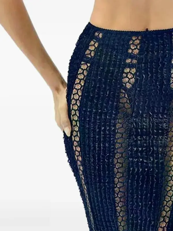 GOD SAVE QUEENS Pandora Sheer-knit Midi Skirt