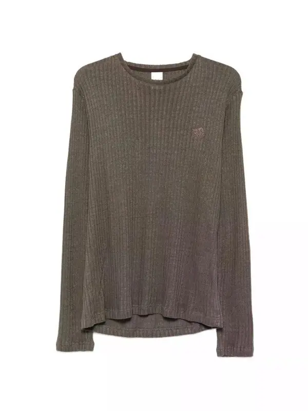 RANRA Ribbed Embroidered-logo Sweater - Brown