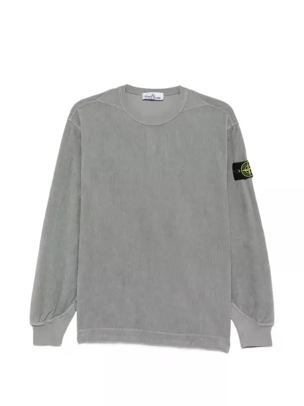 Stone Island Logo-patch Corduroy Crewneck Sweatshirt - Grey