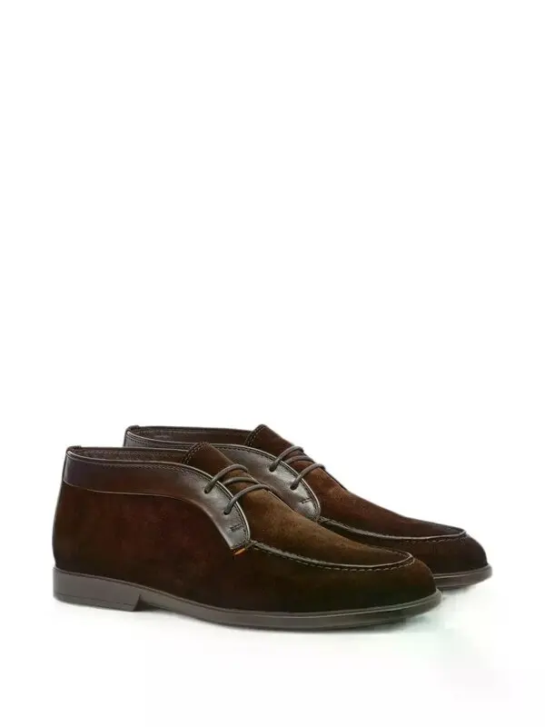 Santoni Suede-leather Panels Ankle Boots - Brown