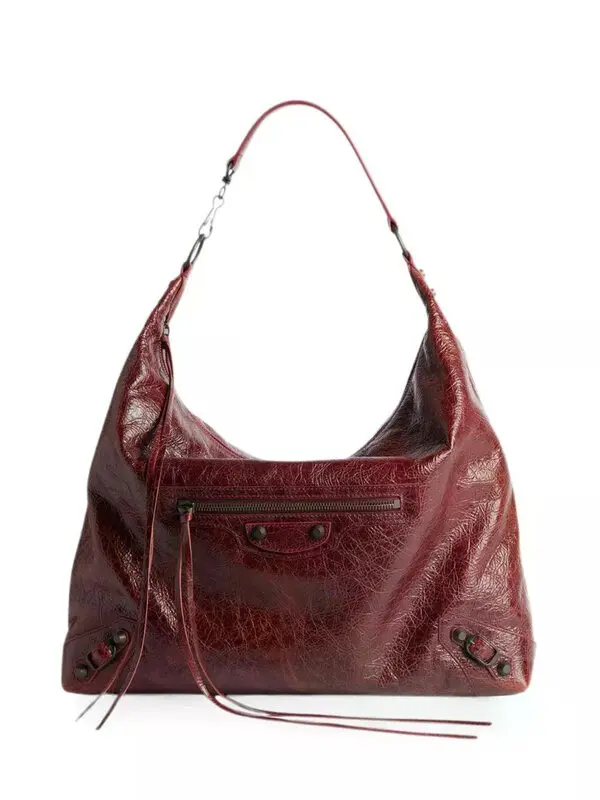 Balenciaga Medium Le City Crinkled-leather Shoulder Bag - Red