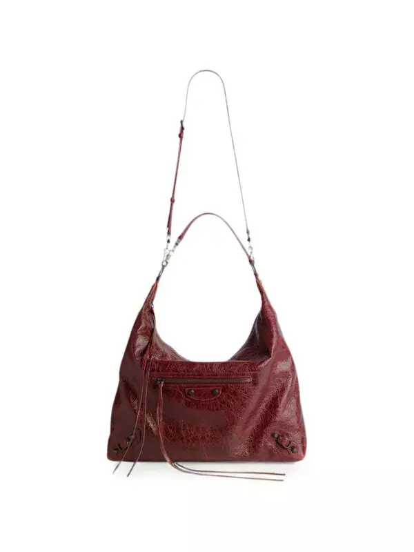 Balenciaga Medium Le City Crinkled Leather Shoulder Bag - Red