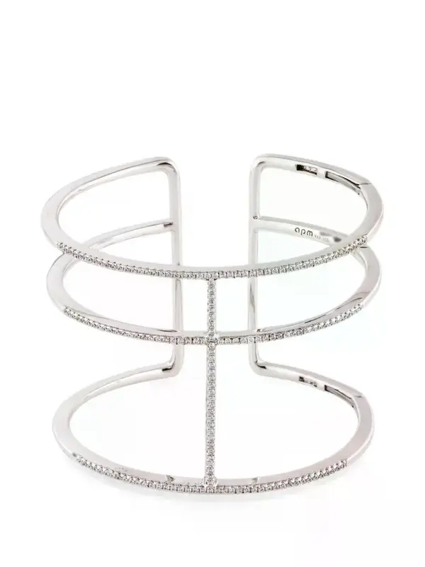 APM MONACO Crystal-embellished Multi-band Cuff Bracelet - Silver
