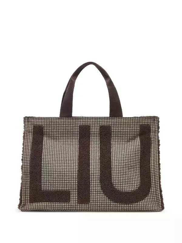 Liu Jo Large Check Fabric Tote Bag - Brown