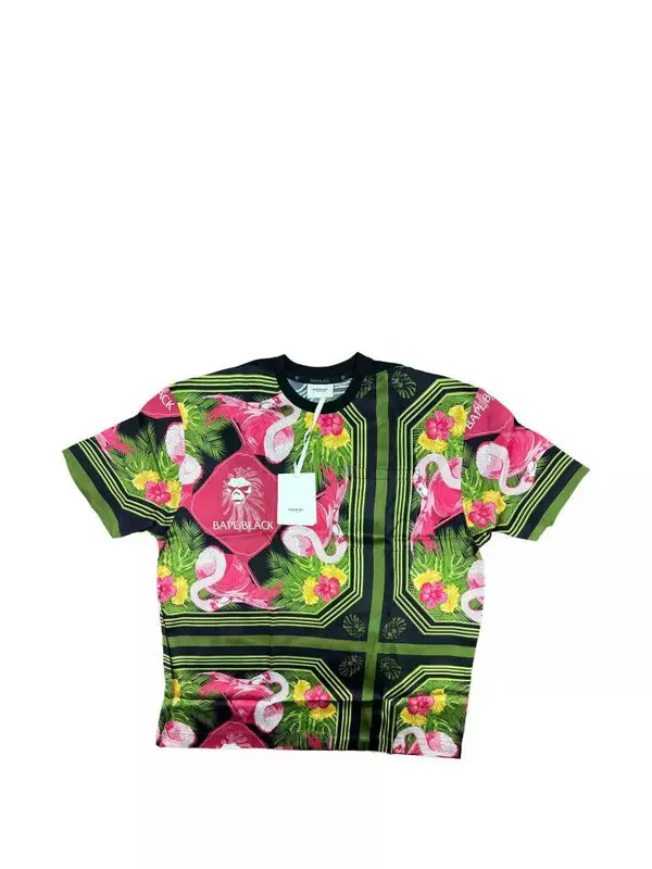 A BATHING APE Flamingo-print T-shirt - Black