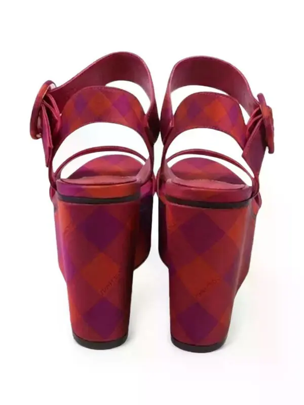 JIMMY CHOO Check Wedge Sandals - Pink