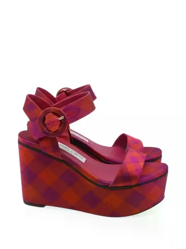 JIMMY CHOO Check Wedge Sandals - Pink
