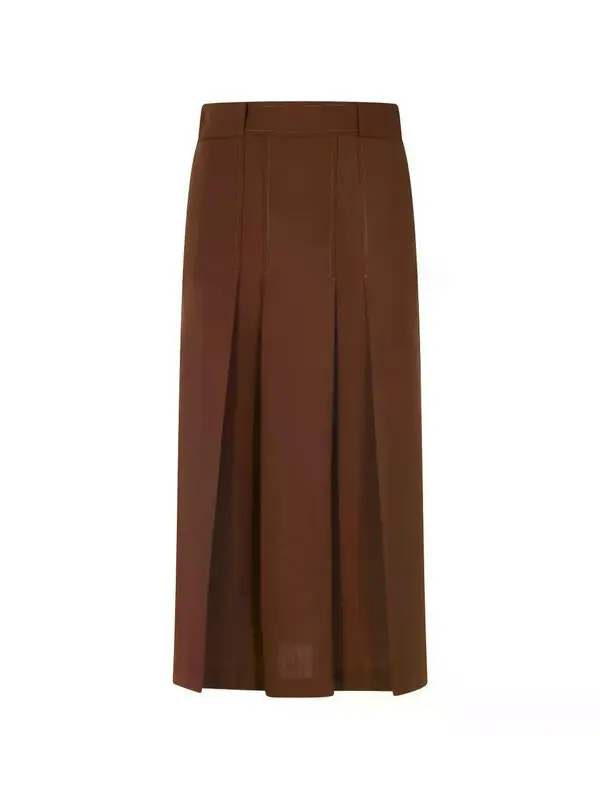 SEMICOUTURE Janette Pleated-detail Belt-loops Midi Skirt - Brown