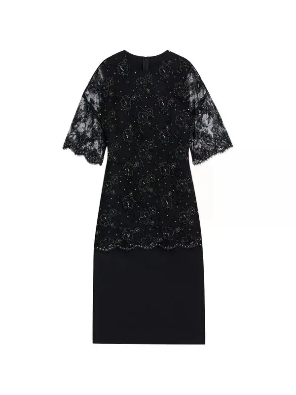 Valentino Garavani Embellished Floral-lace Midi Dress - Black