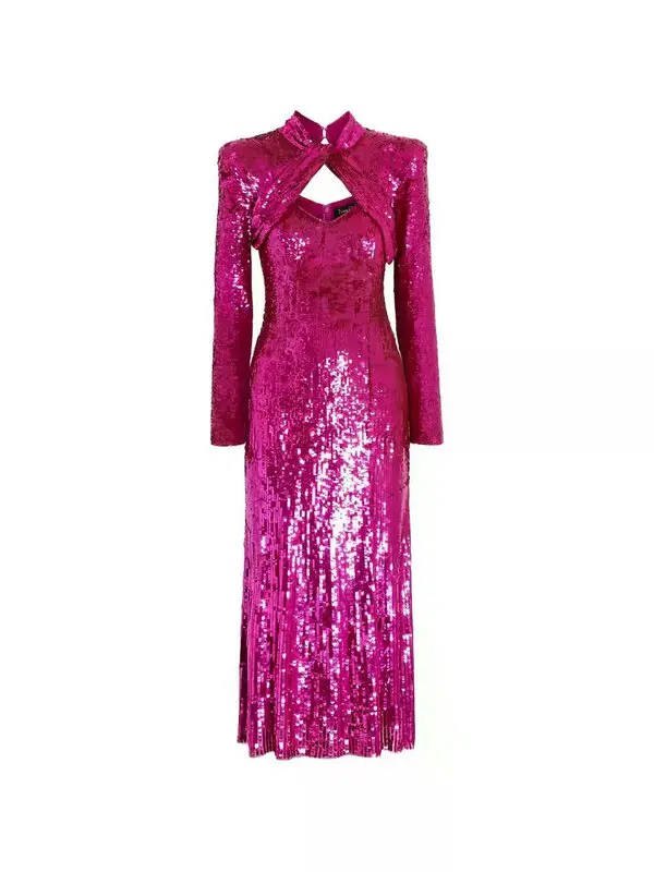 Jenny Packham Twisted Cutout Sequined Maxi Dress - Pink