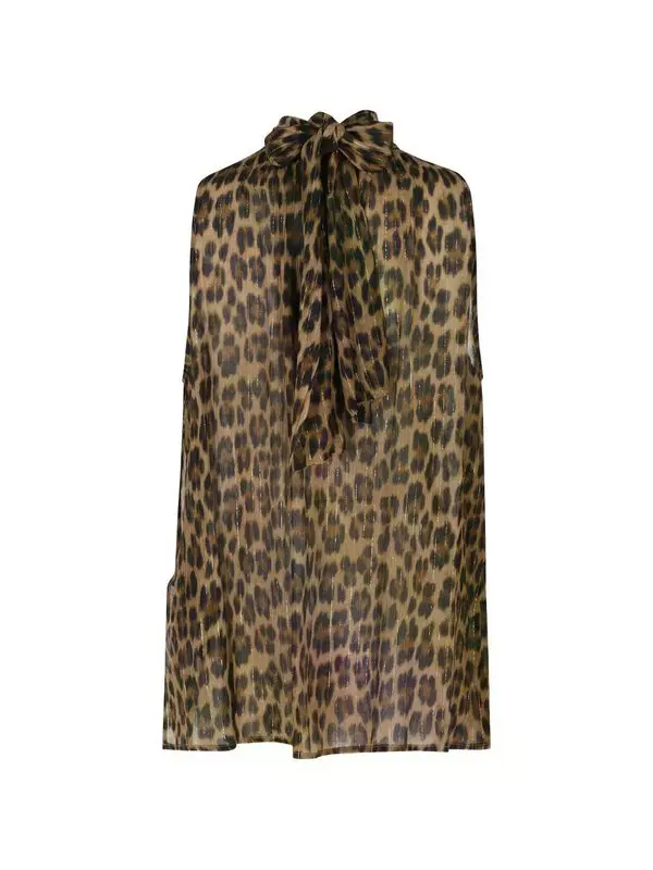 SEMICOUTURE Dulcie Leopard-print Pussy-bow Top