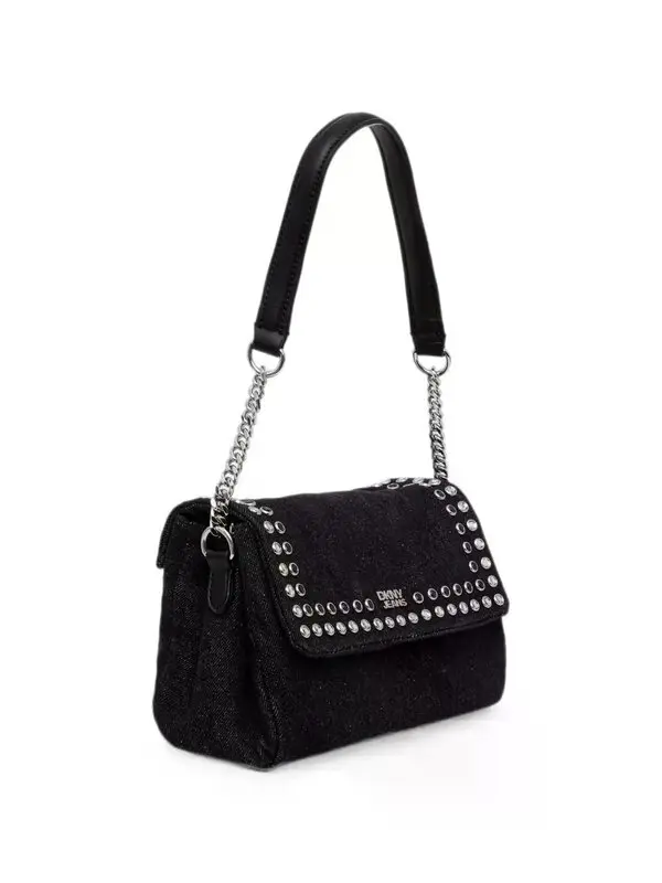 Dkny Stud-embellished Denim Shoulder Bag - Black