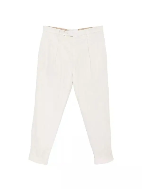 BERWICH Pleated Cotton Trousers With Belt Loops And Welt Pockets - Neutrals