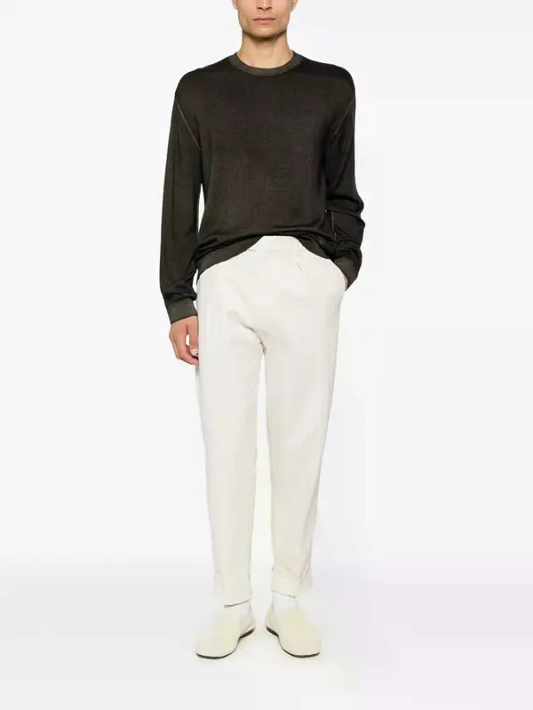 BERWICH Pleated Cotton Trousers With Belt Loops And Welt Pockets