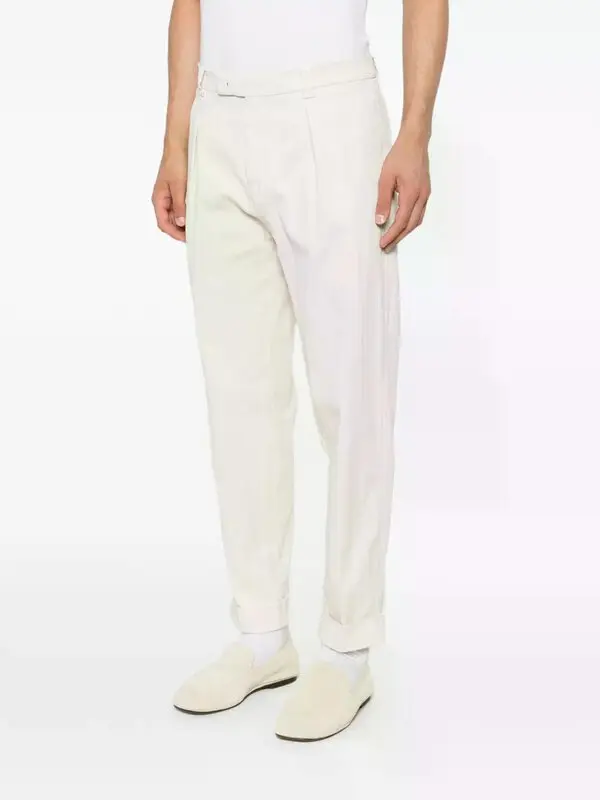 BERWICH Pleated Cotton Trousers With Belt Loops And Welt Pockets