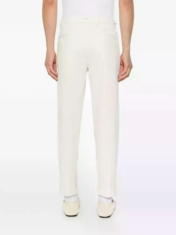 BERWICH Pleated Cotton Trousers With Belt Loops And Welt Pockets