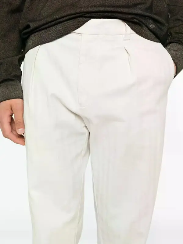 BERWICH Pleated Cotton Trousers With Belt Loops And Welt Pockets