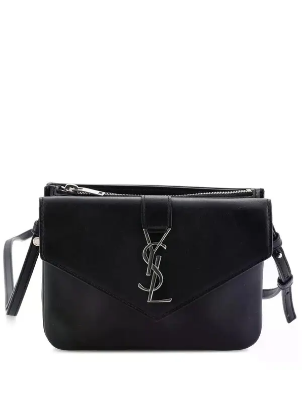 Saint Laurent Classic Monogram Tri-pocket Leather Crossbody Bag - Black