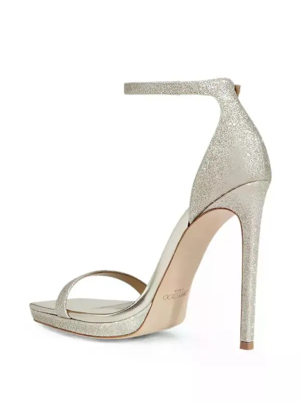 JIMMY CHOO Alva Glittered Platform Sandals - Silver