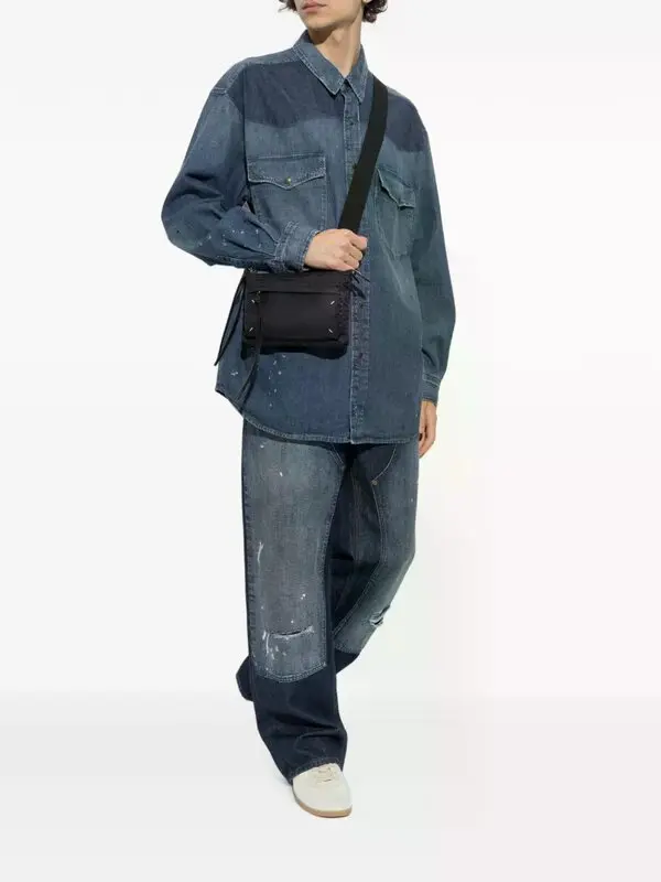 MAISON MARGIELA Paint-splatter Western-yoke Denim Shirt - Blue