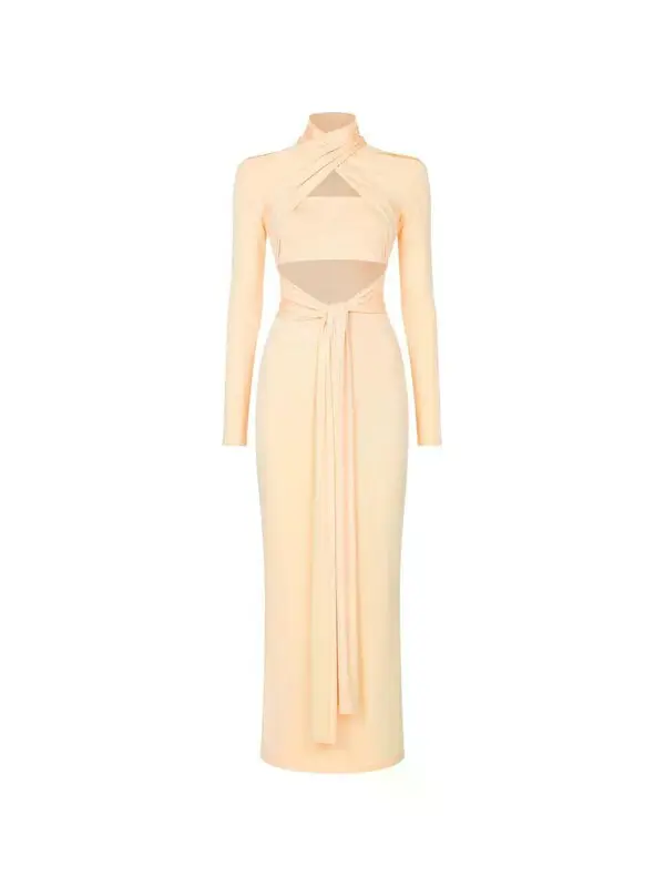 Lapointe Cutout Knotted Gown Maxi Dress - Orange