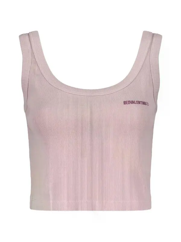 Red Valentino Embroidered Logo Ribbed-knit Top - Pink