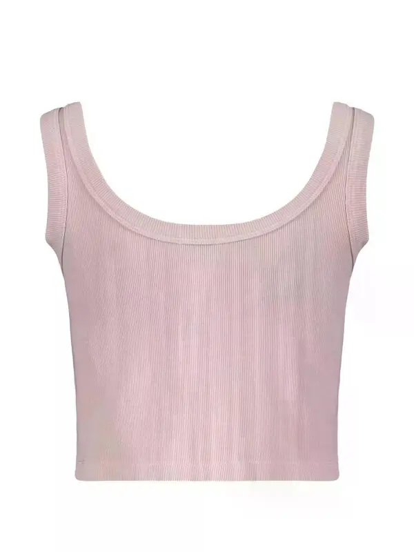 Red Valentino Ribbed Knit Cropped Top With Logo Embroidery