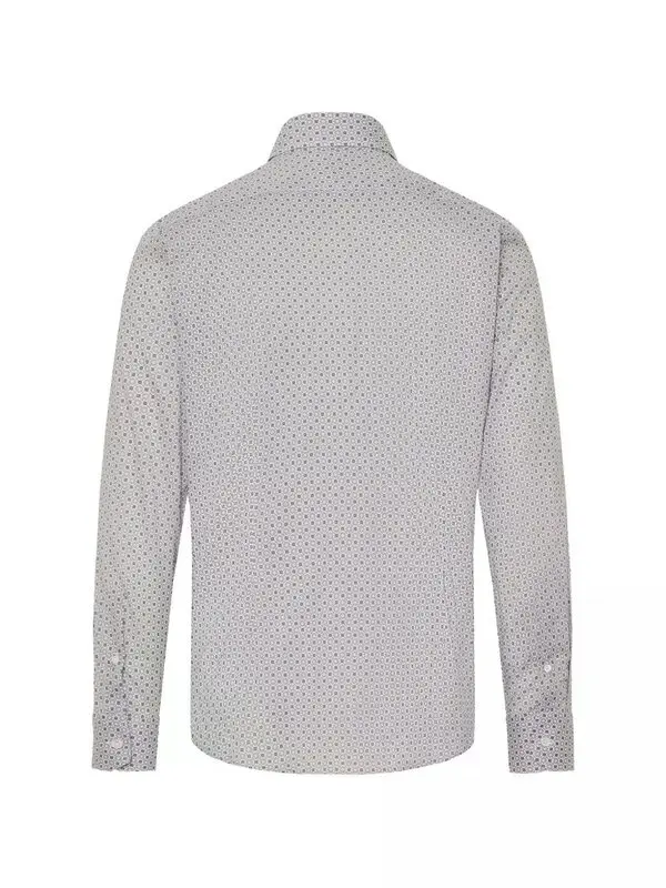 Fedeli Geometric-print Long-sleeve Shirt