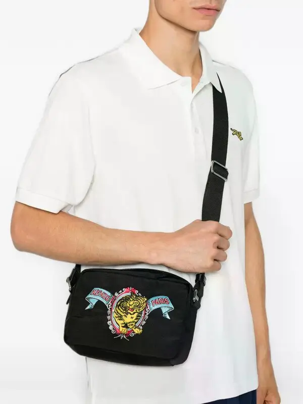 Kenzo Tiger-motif Embroidered Messenger Bag - Black