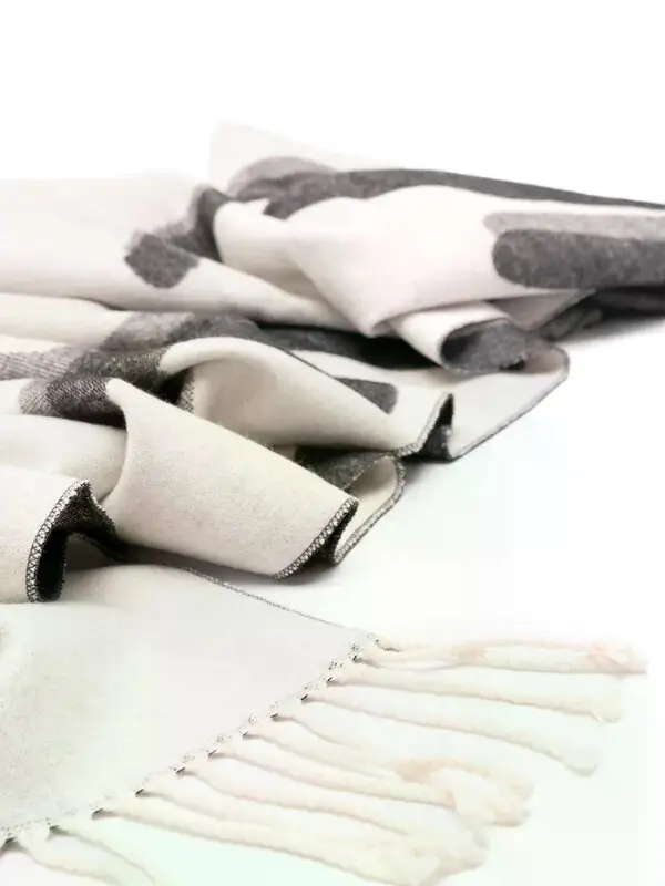 TWINSET Logo-intarsia Fringed Scarf - Black