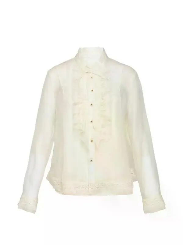 RENLI SU Ruffled Lace-trim Shirt - White