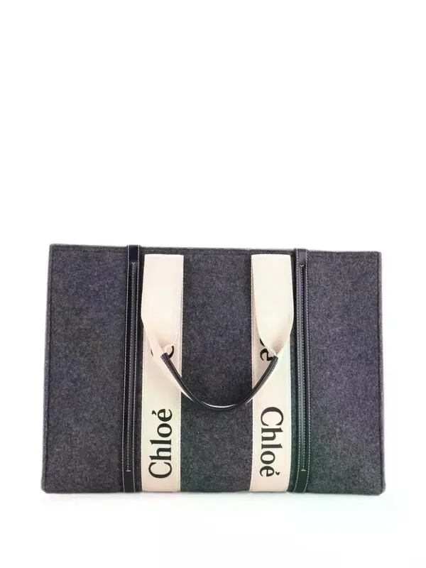 Chloé Woody Recycled Felt With Leather And Canvas Large Tote Bag - Black