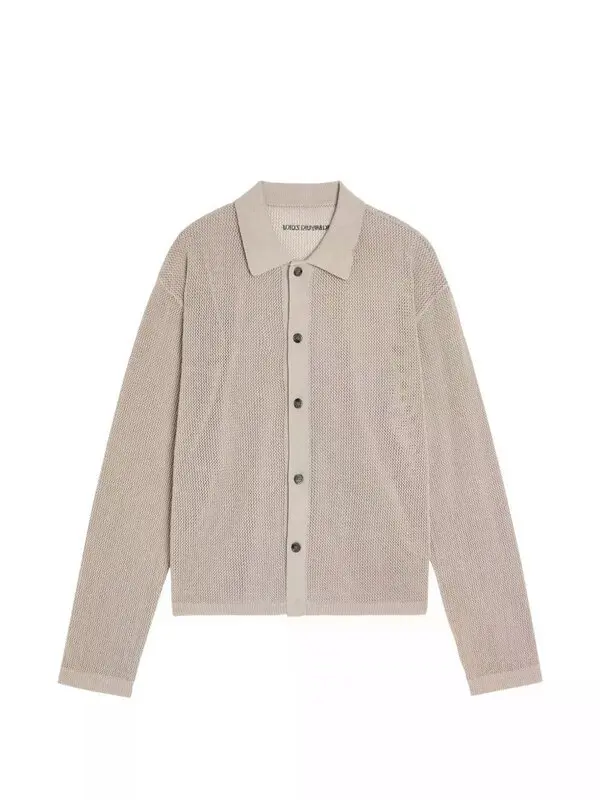 MKI MIYUKI ZOKU Mesh-knit Polo Cardigan - Neutrals