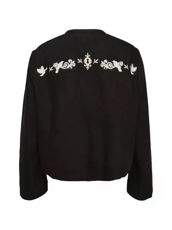 RENLI SU Embroidered Crew-neck Jacket - Black