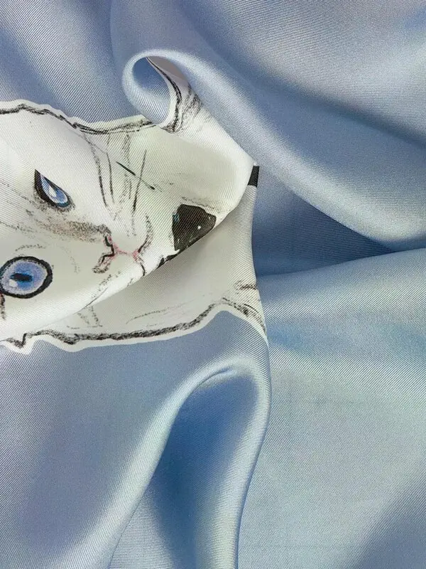 Karl Lagerfeld Ikon Choupette Print Silk Scarf