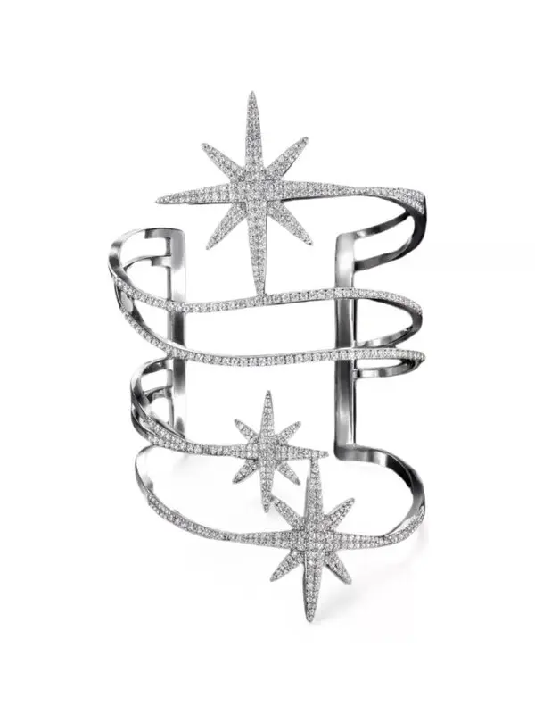 APM MONACO Star-motif Pavé Cuff Bracelet - Silver