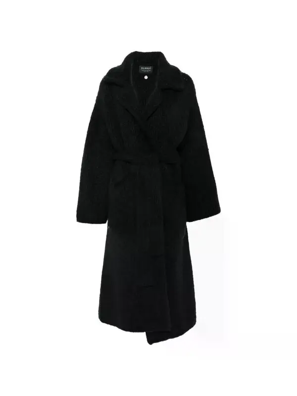 Alanui Ribbed Knit Belted Coat - Black